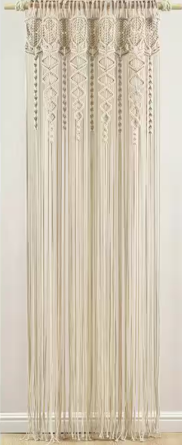 Boho Macrame Window Curtain Panels Single Neutral 40X84 – Gotblinds4U